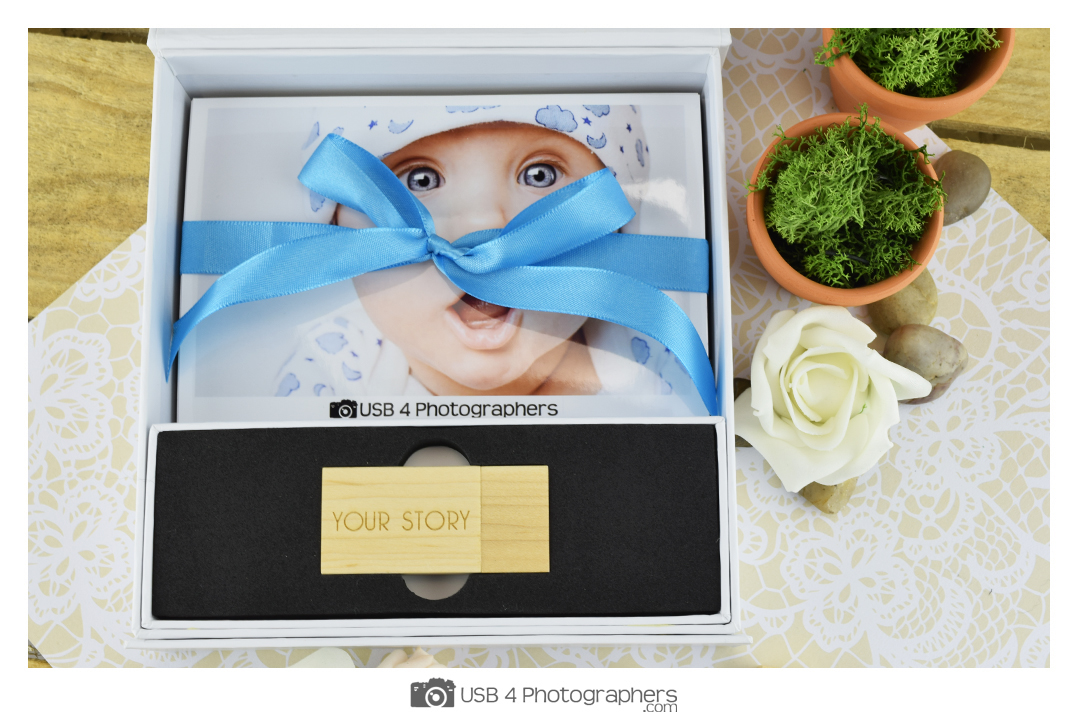 White Magnetic USB & Photo Print Gift Box - Personalised USB Memory ...